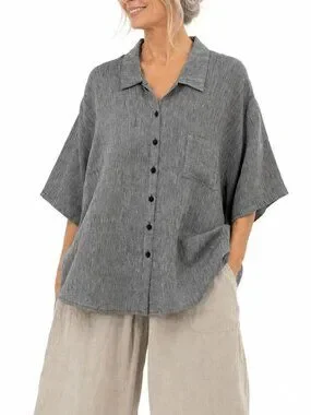 Flax | Tops | Flax Jeanne Engelhart 0 Linen Oversized Button Shirt ...